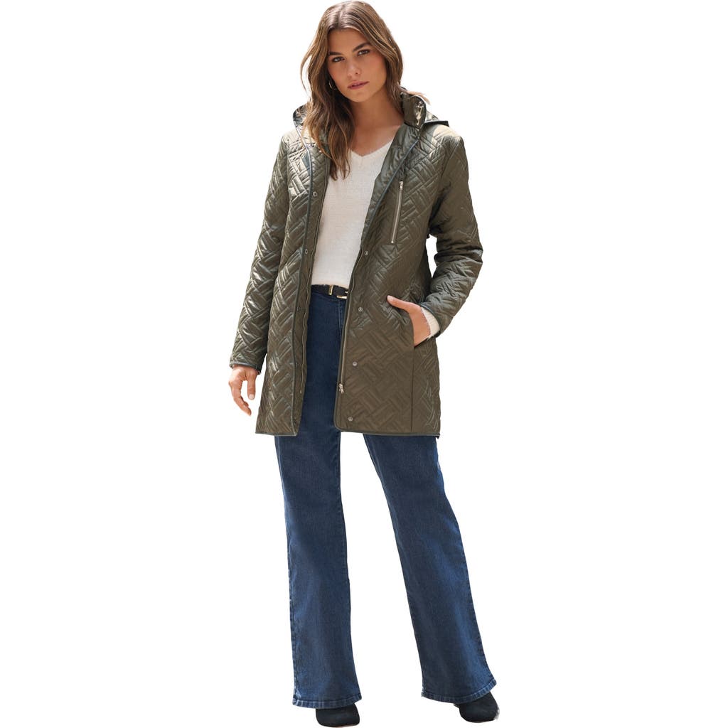 ROAMAN'S Roaman's Quilted Leather Trim Jacket